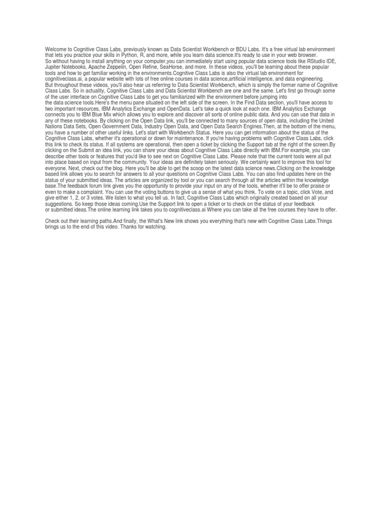 Cognitive Class Labs | PDF | Data Science | Educational Technology