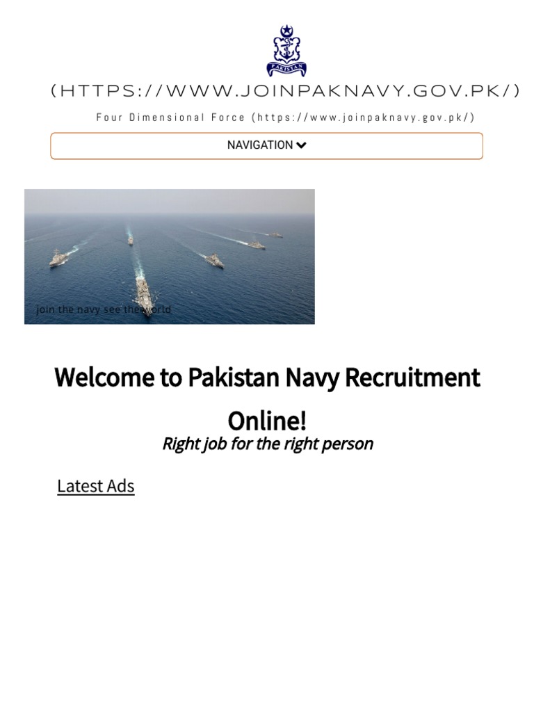 Welcome To Pakistan Navy Recruitment Online!: (HTTPS://WWW ...