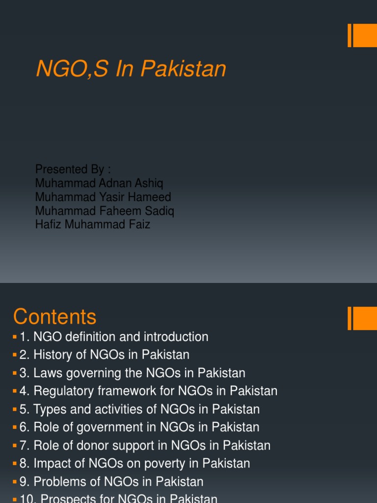 NGOs in Pakistan: Role, Impact and Prospects | PDF | Non Governmental ...