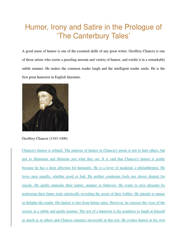 Humor in Canterbury Tales | PDF | Satire | The Canterbury Tales