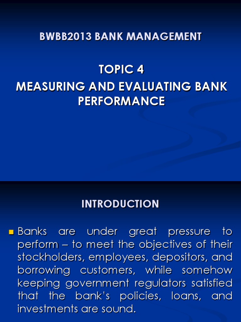 Topic 4 Measuring and Evaluating Bank Performance | PDF | Banks ...