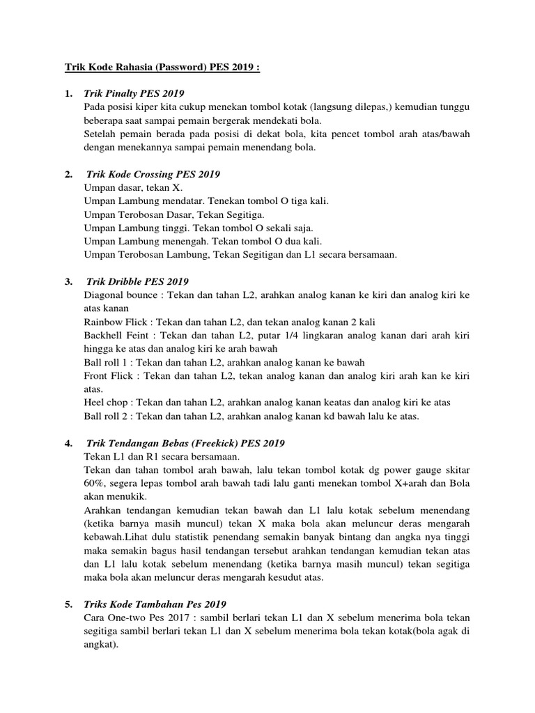 Cheat Pes 2019 | PDF