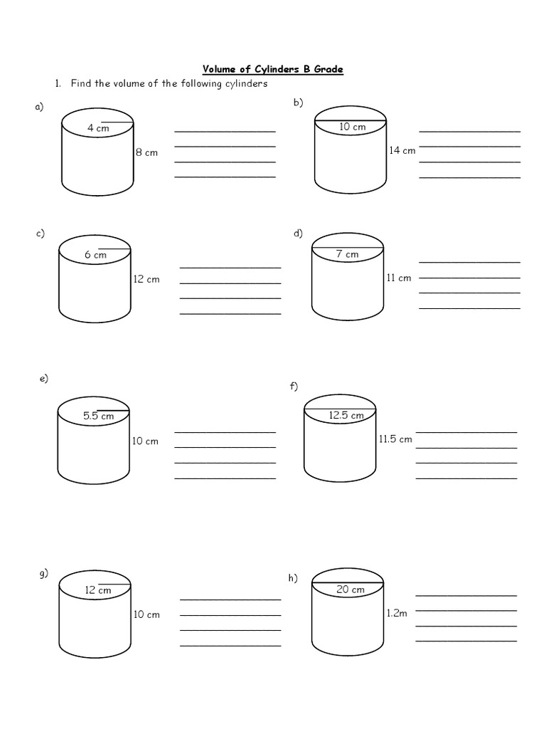 Worksheet Volume of Cylinders | PDF | Classical Geometry | Geometry