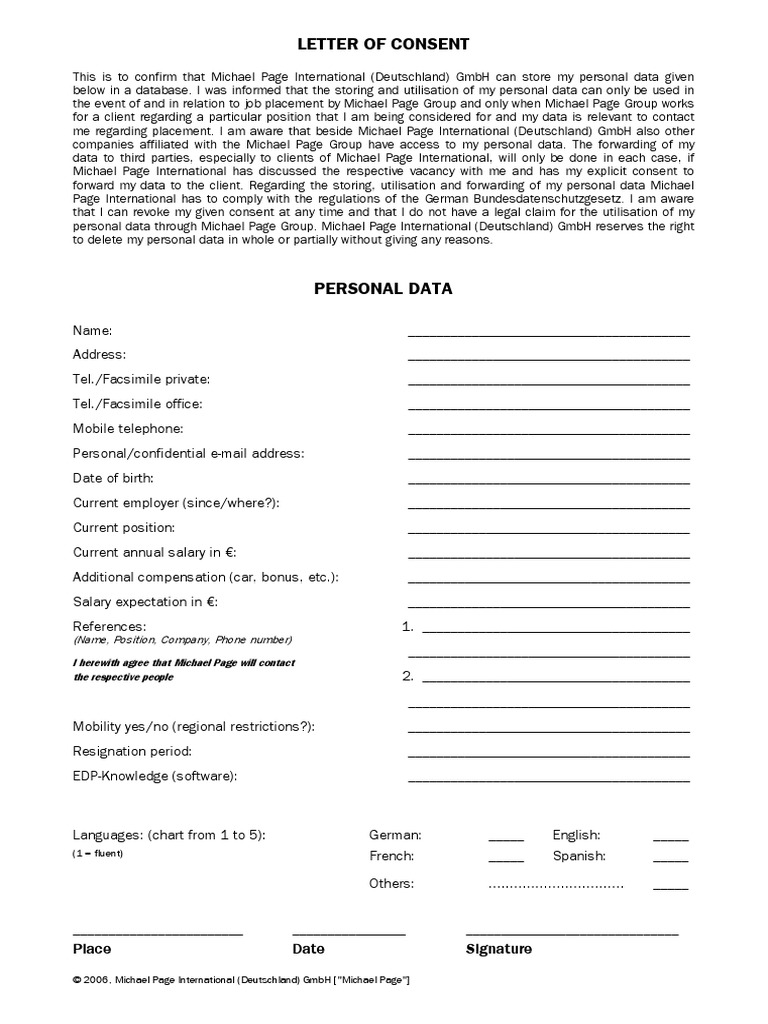 Letter of Consent: Place Date Signature | PDF | Personally Identifiable ...
