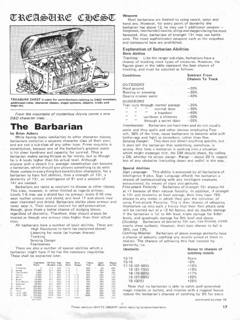 The Barbarian: Tracking: Base | PDF | Dungeons & Dragons | Leisure
