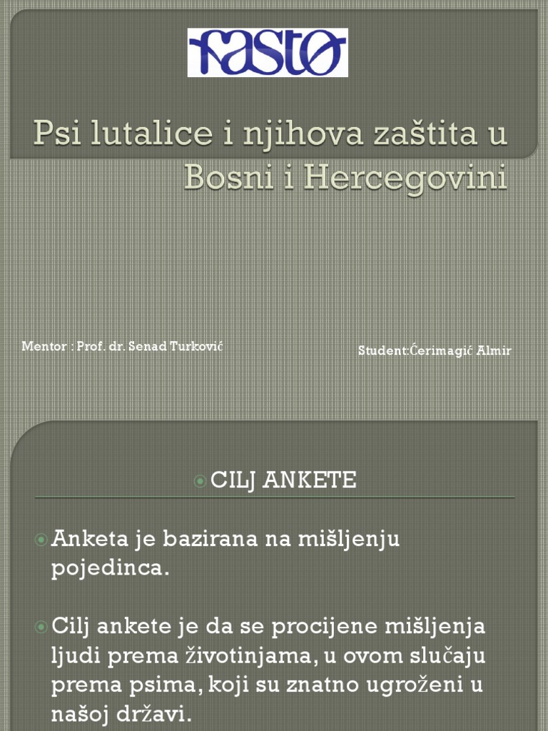 Psi Lutalice I Njihova Zaštita U Bosni I | PDF