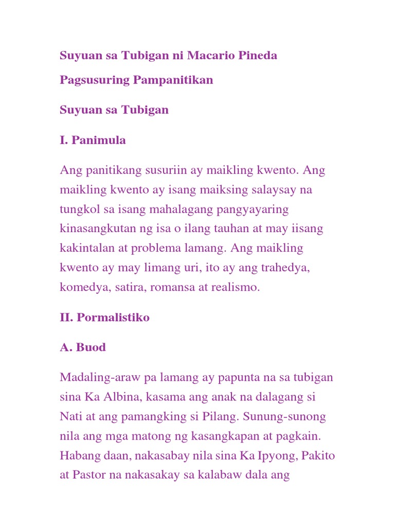 Suyuan Sa Tubigan | PDF