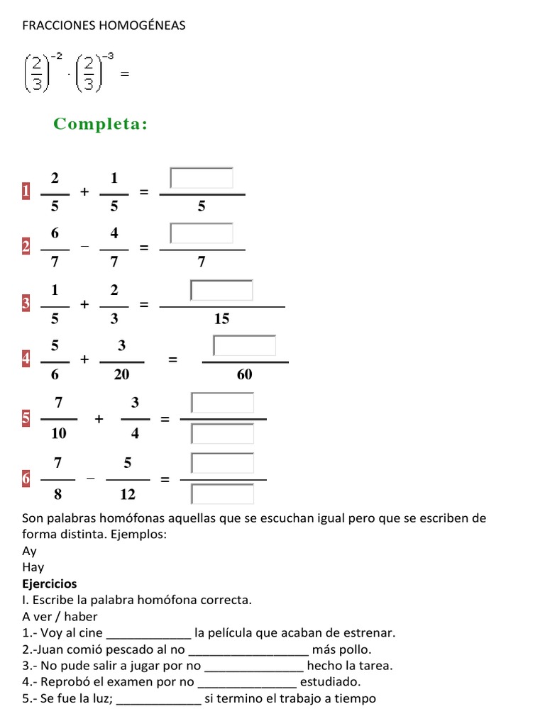 Fracciones Homogéneas | PDF | Adjetivo