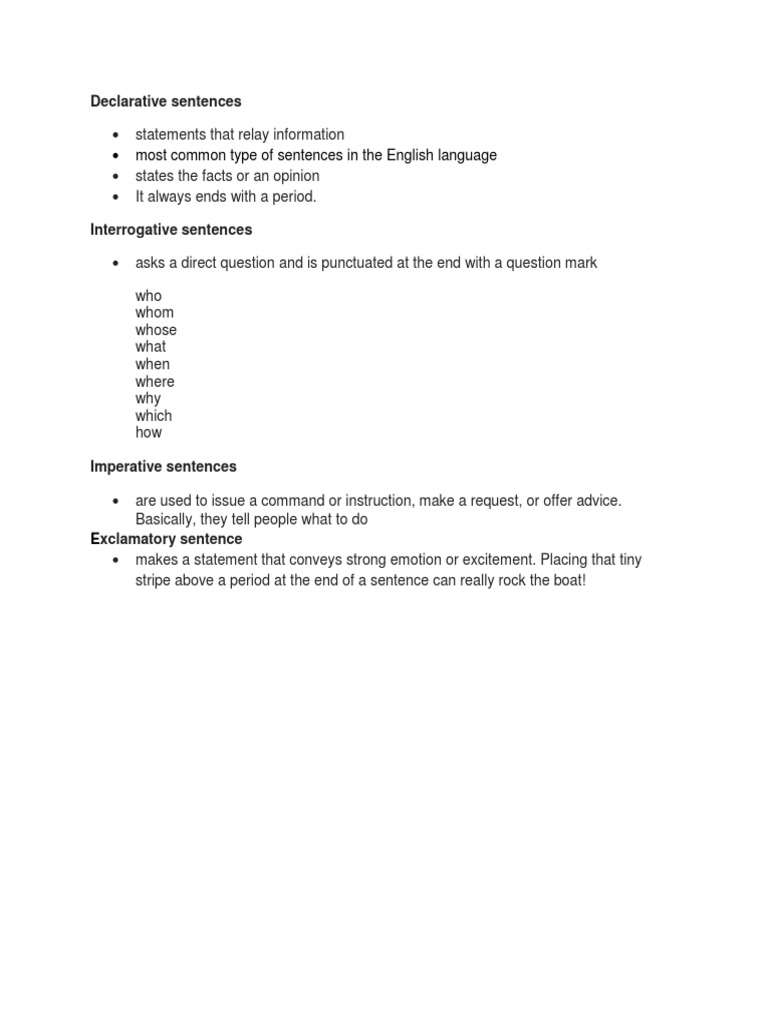 Declarative Sentences | PDF