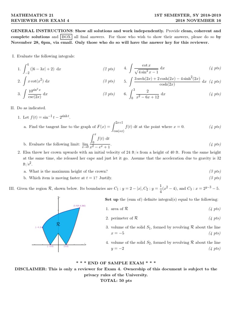 Math 21 - Reviewer For Exam 4 | PDF | Physical Quantities | Classical ...