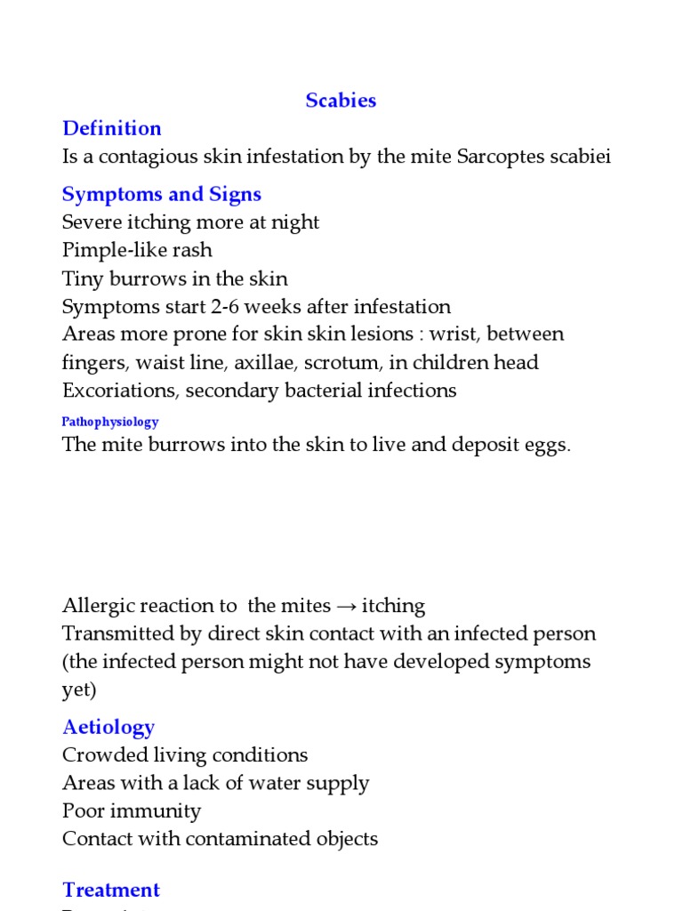Scabies: Pathophysiology | PDF