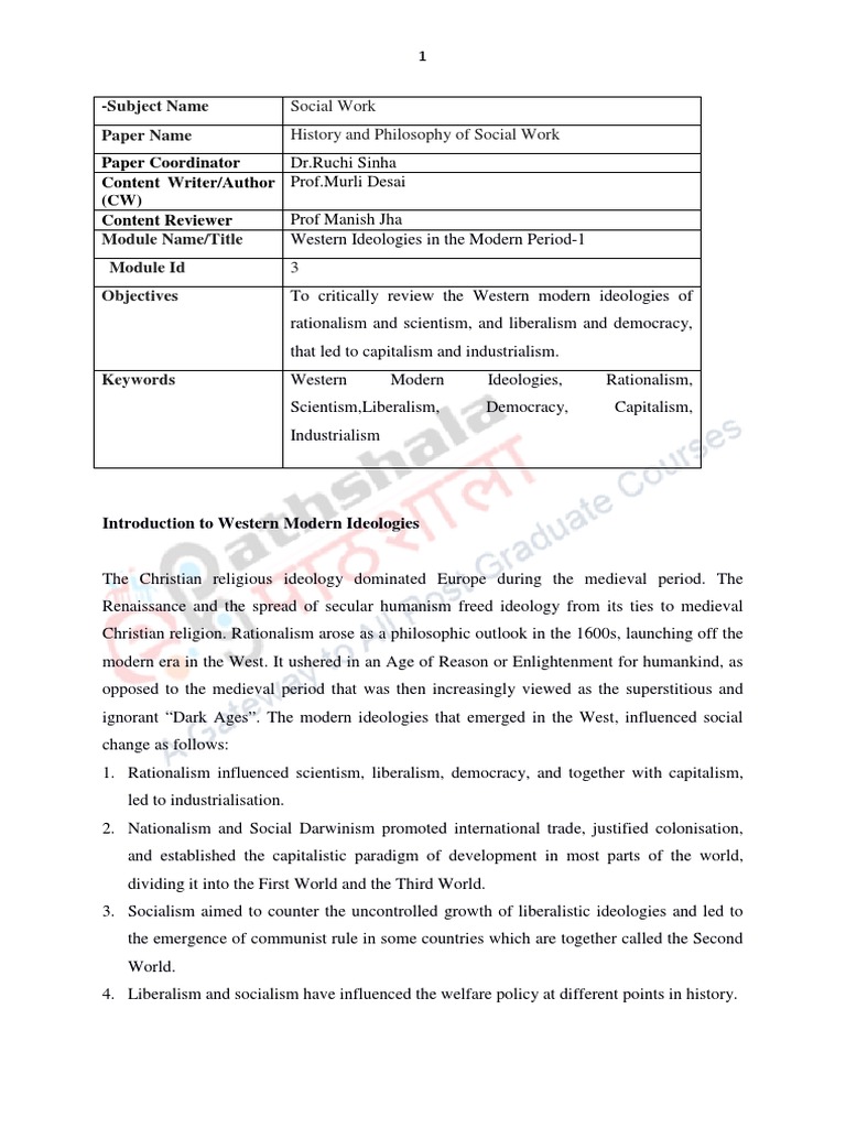 Western Ideologies in Social Work | PDF | Liberalism | Capitalism