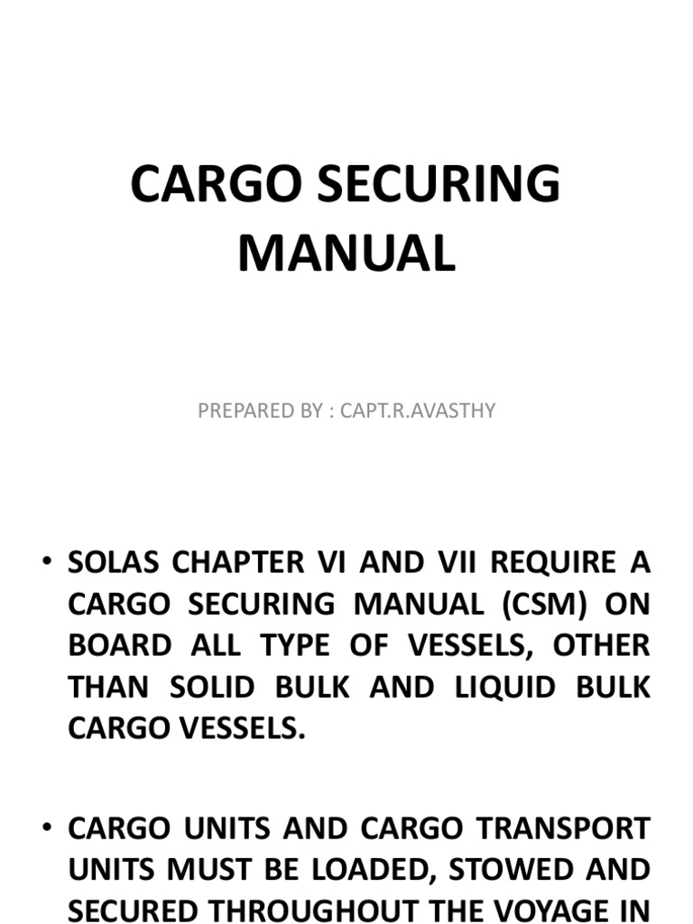 Cargo Securing Manual (S - 1) | PDF
