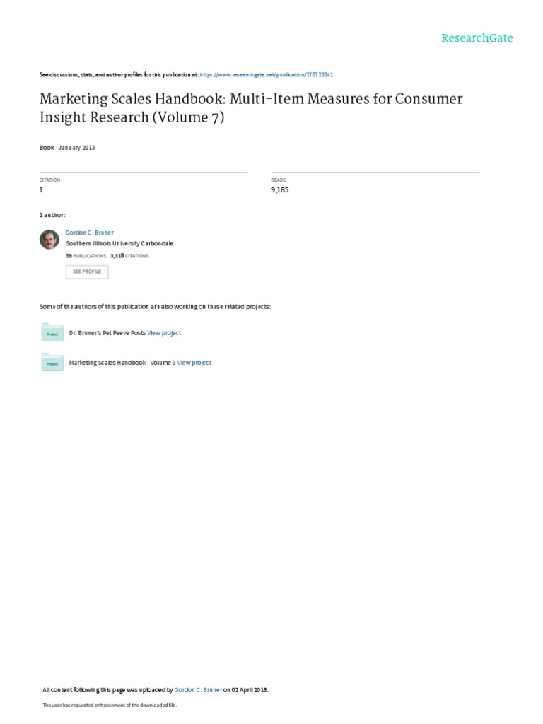 Marketing Scales Handbook: Multi-Item Measures For Consumer Insight ...