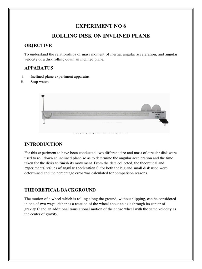 Rolling Disk Lab Report Applied Dynamics | PDF | Rotation Around A Fixed Axis | Torque