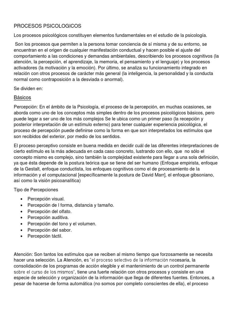 Procesos Psicologicos Basicos | PDF | Memoria | Atención
