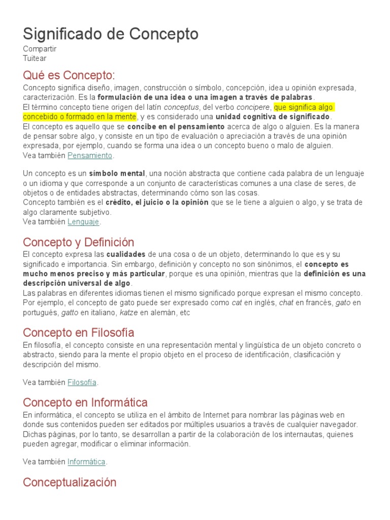 Significado de Concepto | Concepto | Palabra | Prueba gratuita de 30 ...