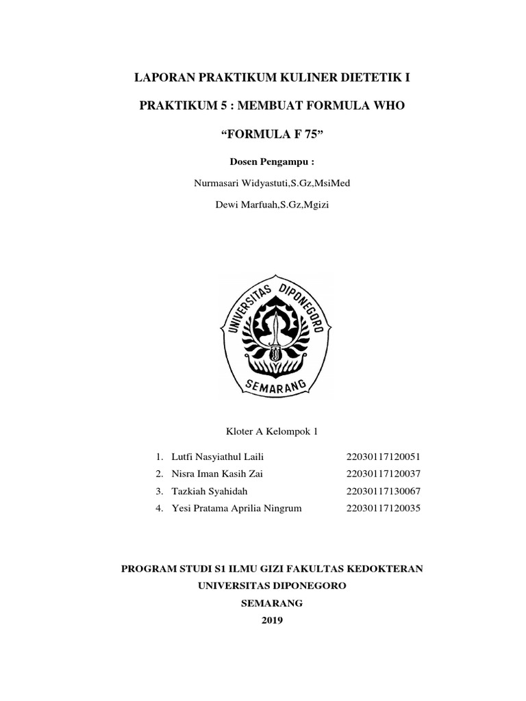 Formula F 75 untuk Nutrisi Anak Balita | PDF