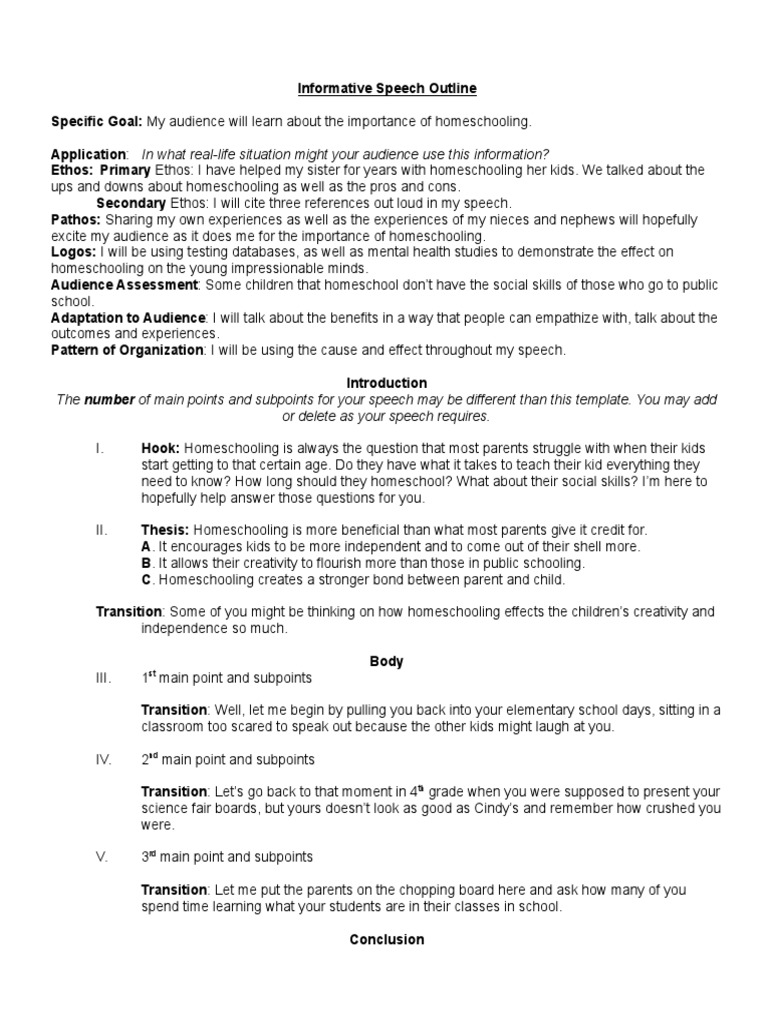 Informative Full-Sentence Speech Outline | PDF | Behavioural Sciences ...