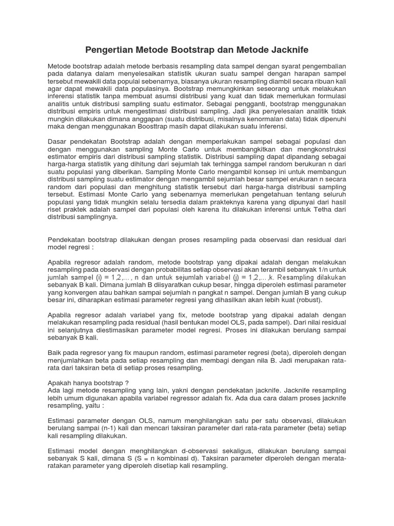 Pengertian Metode Bootstrap Dan Metode Jacknife Pdf 2004