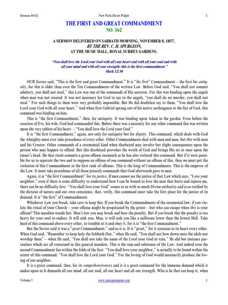 #162 - The First and Great Commandment | PDF | Ten Commandments ...