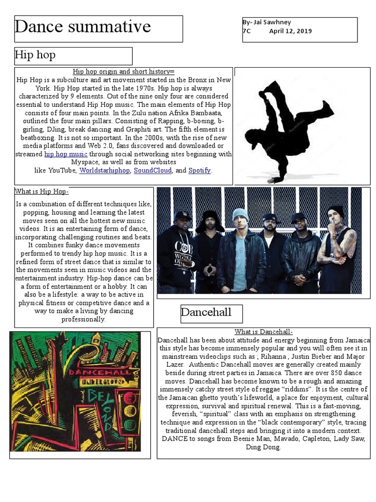 Dance Summative | PDF | Rapping | Hip Hop Music