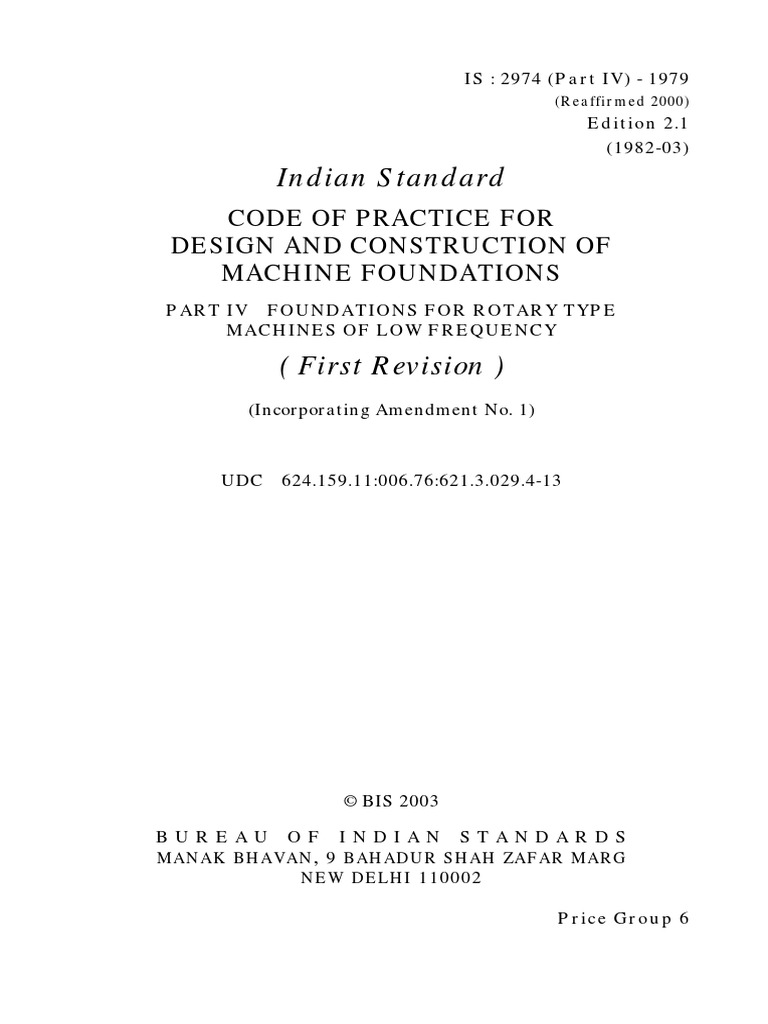 Is 2974 Part 4 1979 Indian Standard Code of Practice For Design and ...