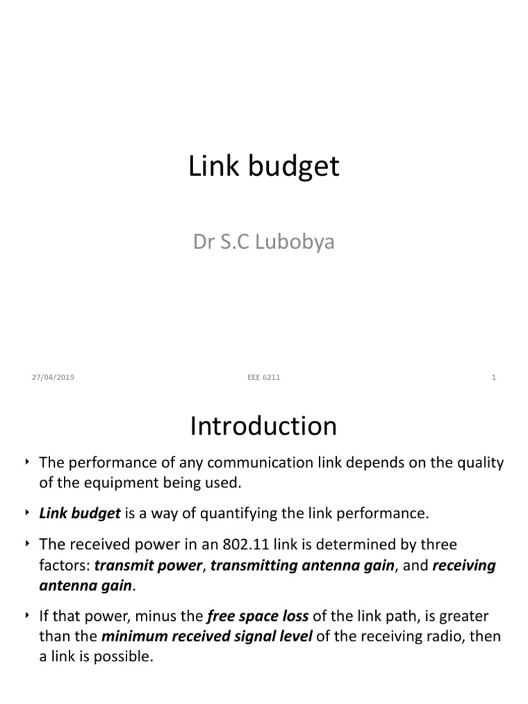 Link Budget Analysis for Wireless Links | PDF | Decibel | Radio Technology