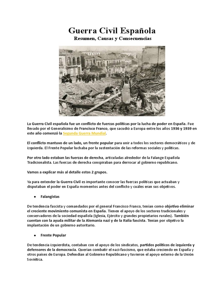 Resumen de la Guerra Civil Española | PDF | guerra civil Española | España