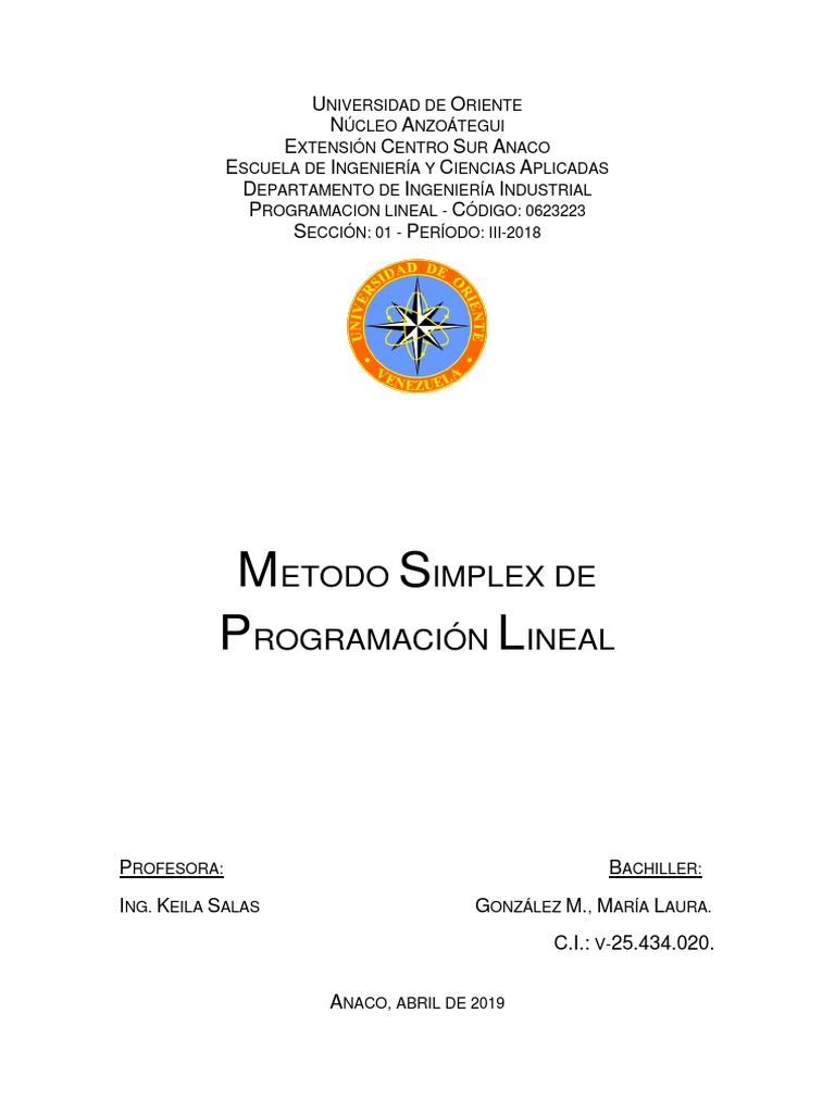 Método Simplex en Programación Lineal | PDF | Optimización Matemática | Programación lineal