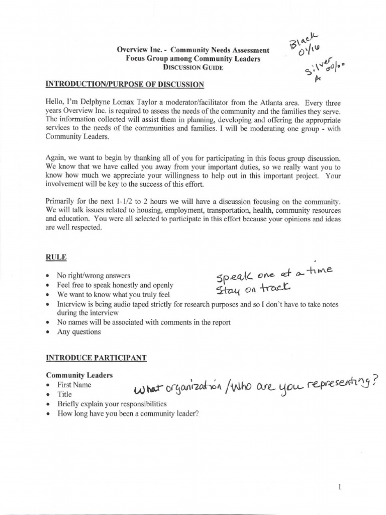 Focus Group Discussion Guide | PDF