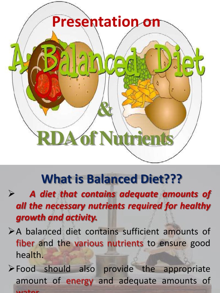 Presentation On: & RDA of Nutrients | PDF | Healthy Diet | Nutrients
