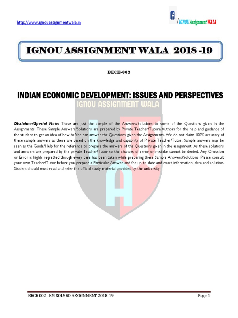 Ignou Bece 002 Solved Assignment 2018-19 Ignou Assignment Wala | PDF ...