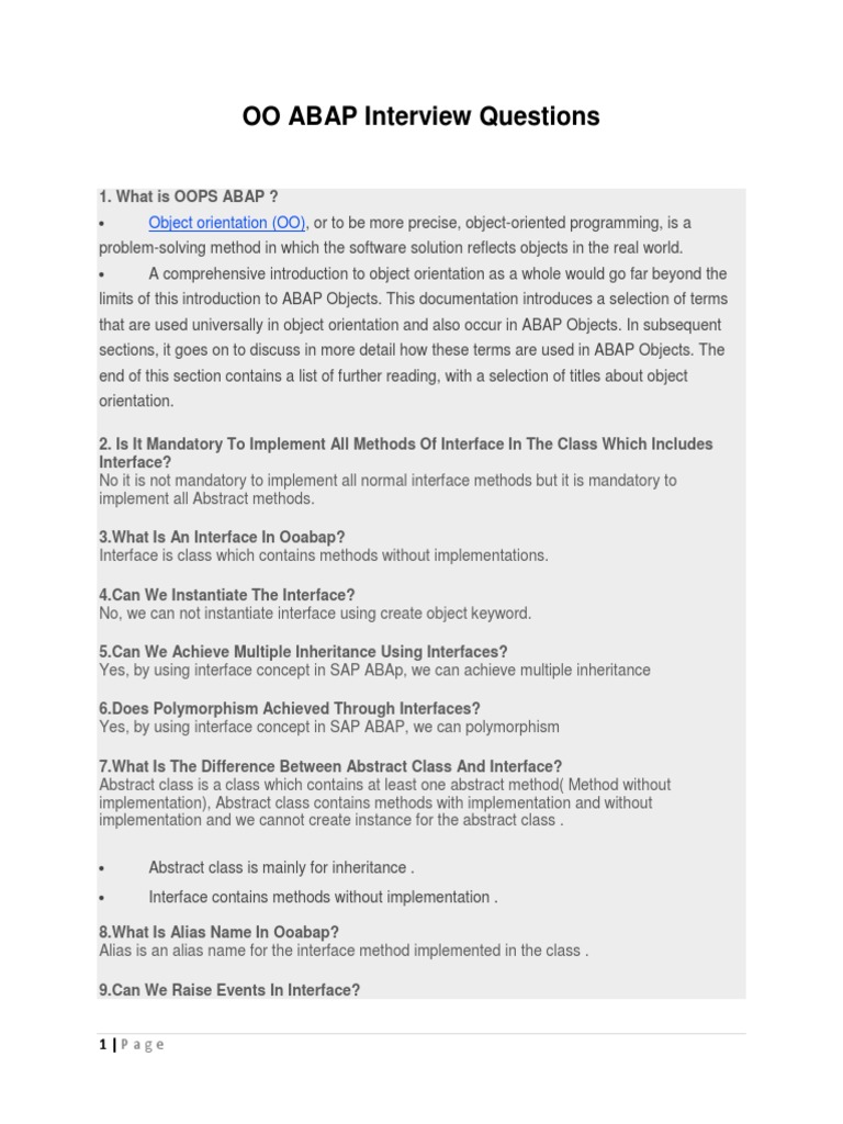 ABAP Refresher | PDF | Class (Computer Programming) | Method (Computer Programming)