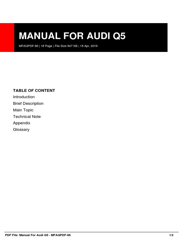 Manual For Audi Q5 | PDF