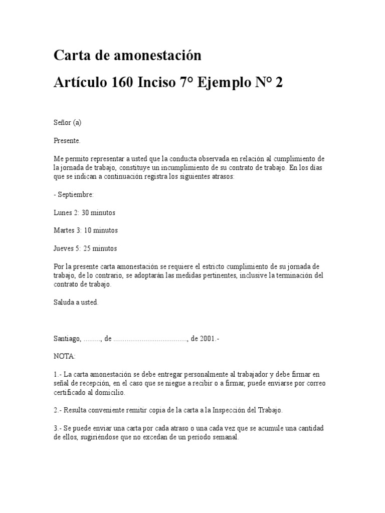 Carta de Amonestación | PDF