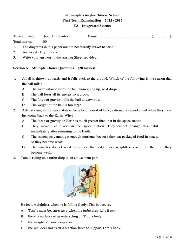 Integrated Science Exam For Form 3 | PDF | Digestion | Food And Drink