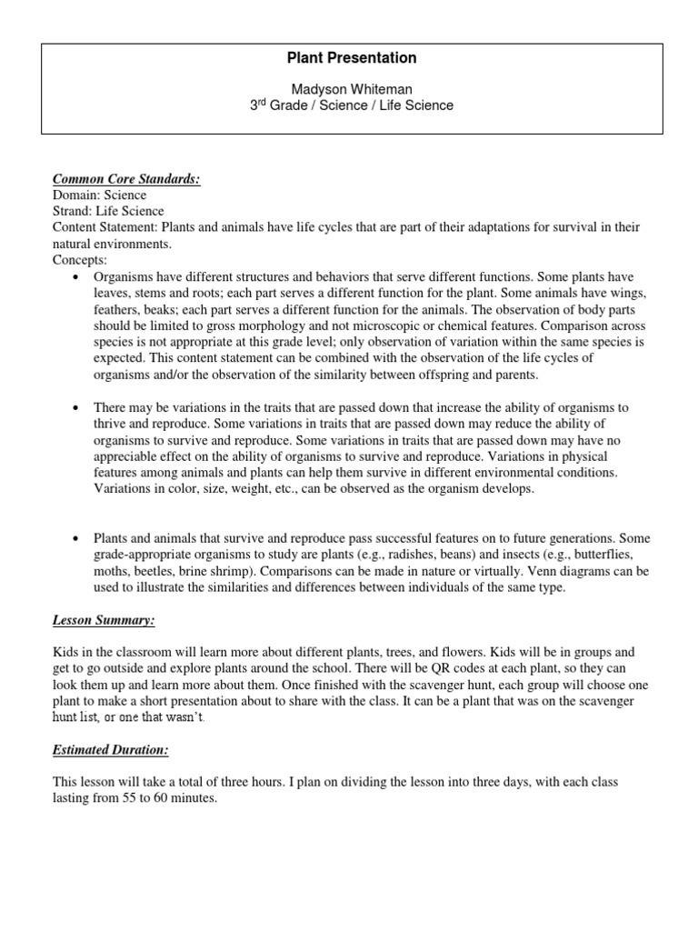 Common Core Standards:: Plant Presentation | PDF | Qr Code | Barcode