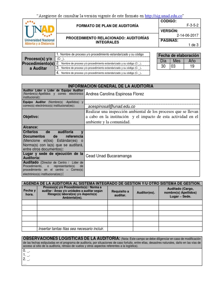 Formatos de Auditoria | PDF | Auditoría | Contralor