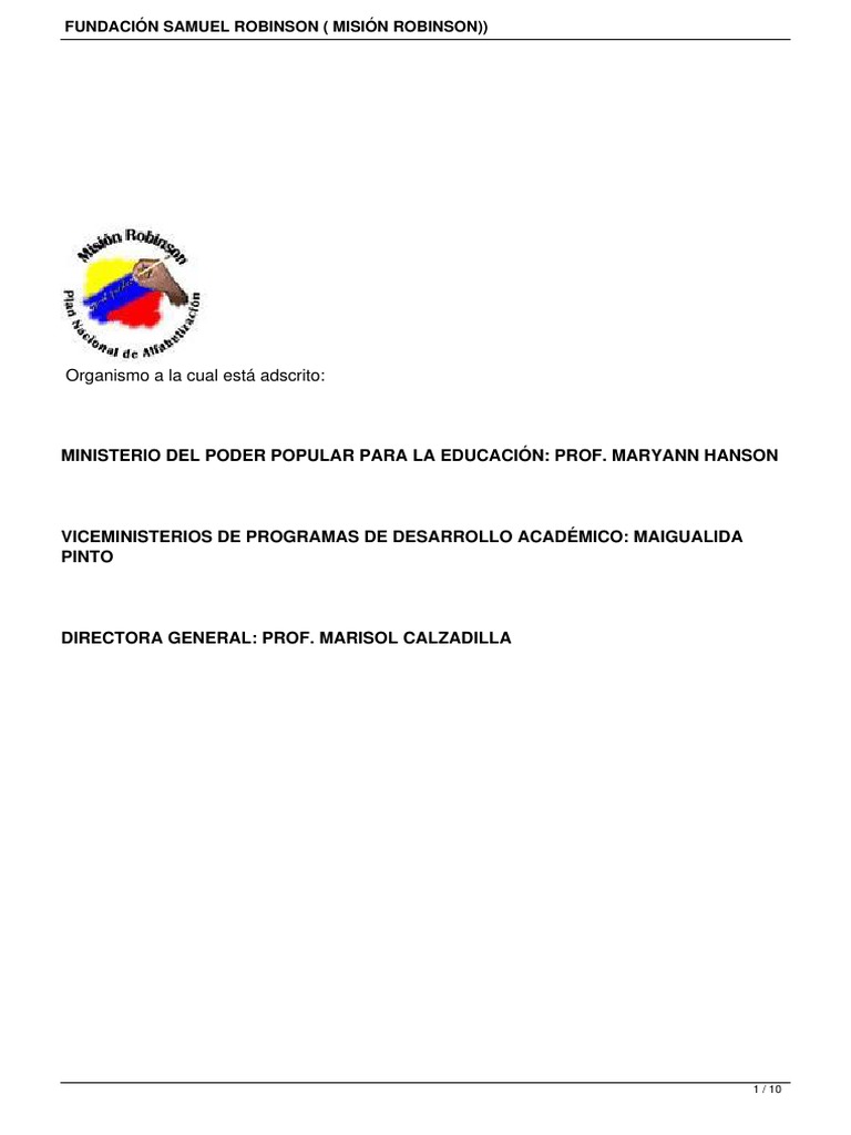 Misión Robinson: Alfabetización en Venezuela | PDF | Venezuela | Nicaragua
