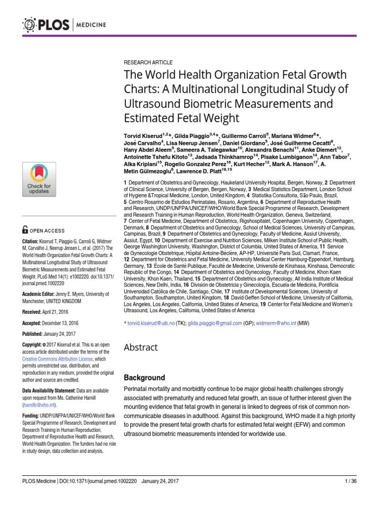 The World Health Organization Fetal Growth Charts | PDF | Pregnancy | Fetus
