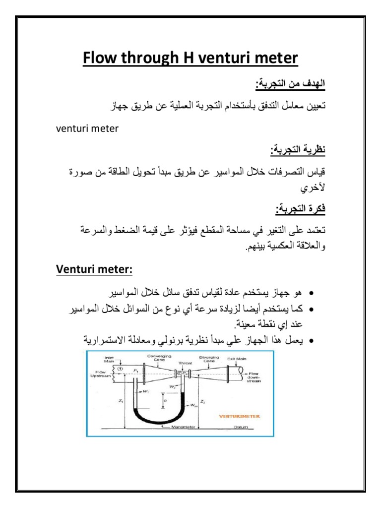 Flow Through H Venturi Meter | PDF
