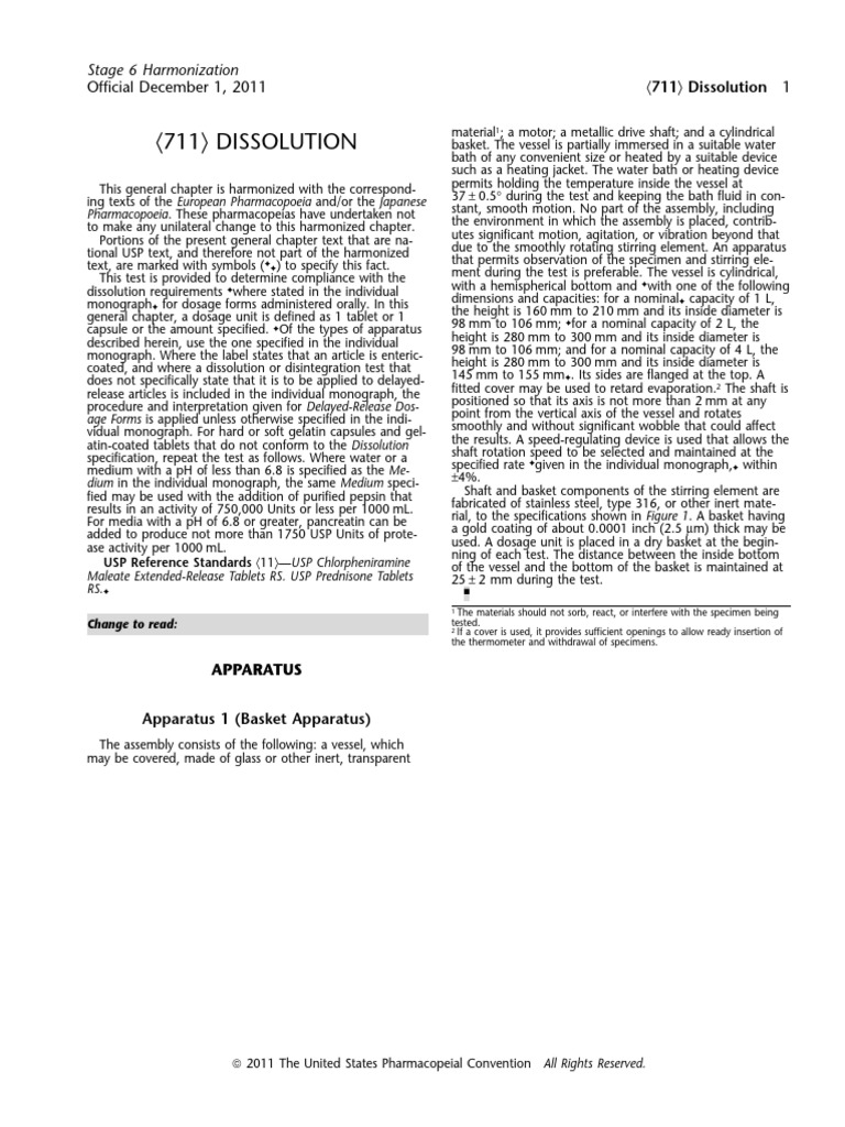 711 Dissolution 1 | PDF | Buffer Solution | Solubility
