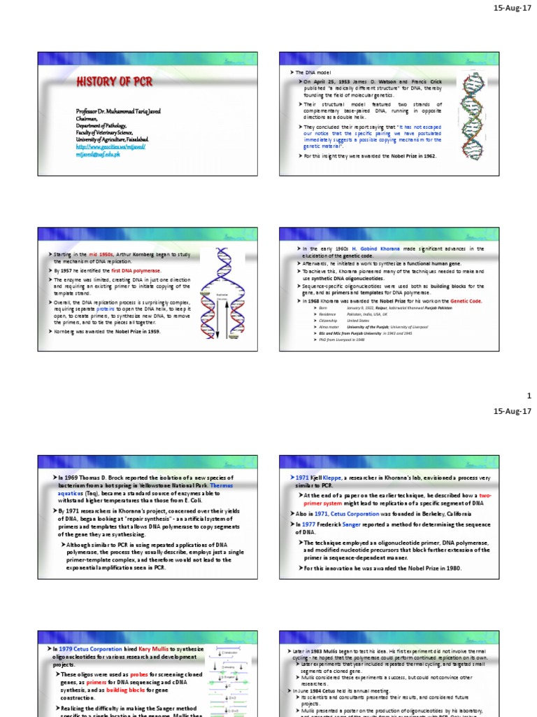 History of PCR | PDF | Polymerase Chain Reaction | Primer (Molecular ...