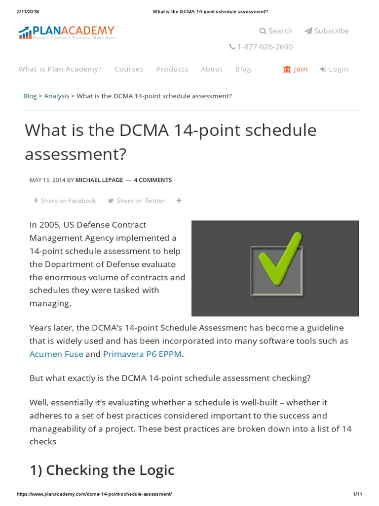 What Is The DCMA 14-Point Schedule Assessment | PDF | Computing ...