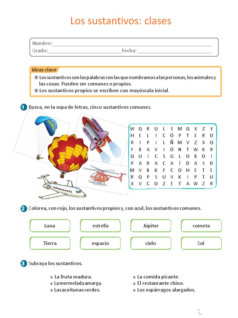 Los Sustantivos Y Sus Tipos