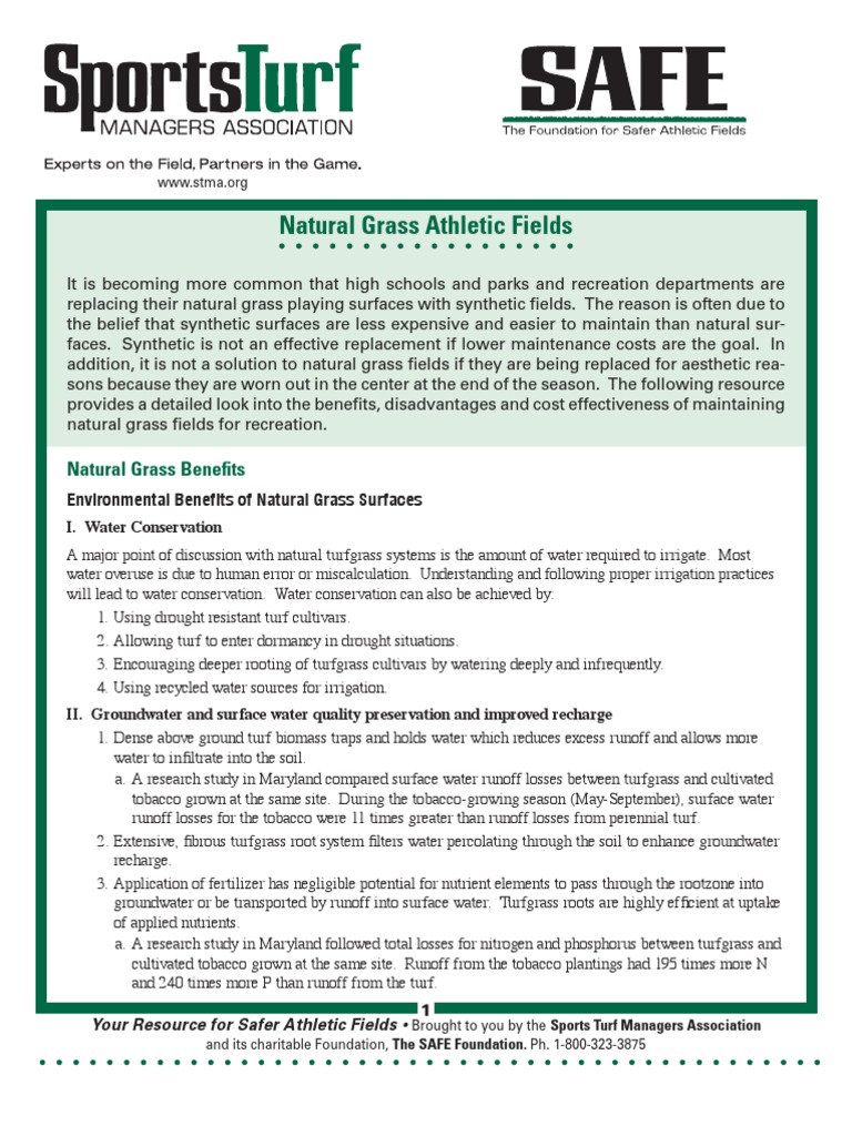Benefits of Natural Grass Fields | PDF | Lawn | Surface Runoff
