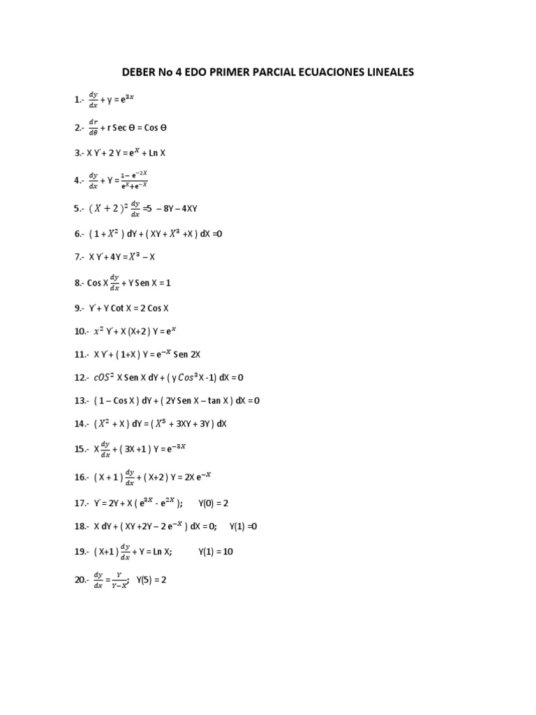 DEBER No 3 EDO PRIMER PARCIAL EDO LINEALES | PDF