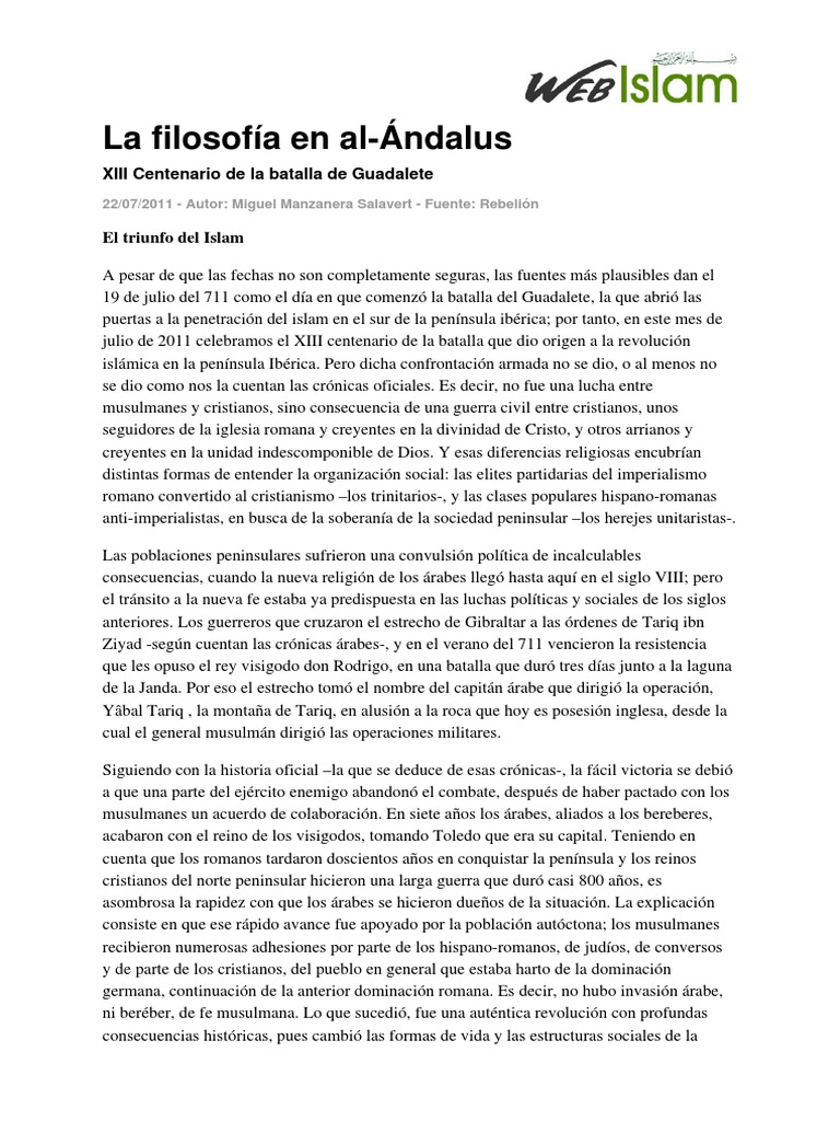 La Filosofia en Alandalus | PDF | Al Andalus | Agricultura