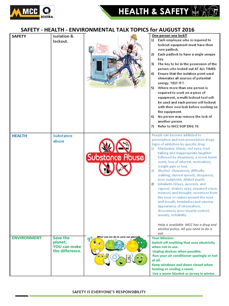 Safety Topics August 2016 | PDF